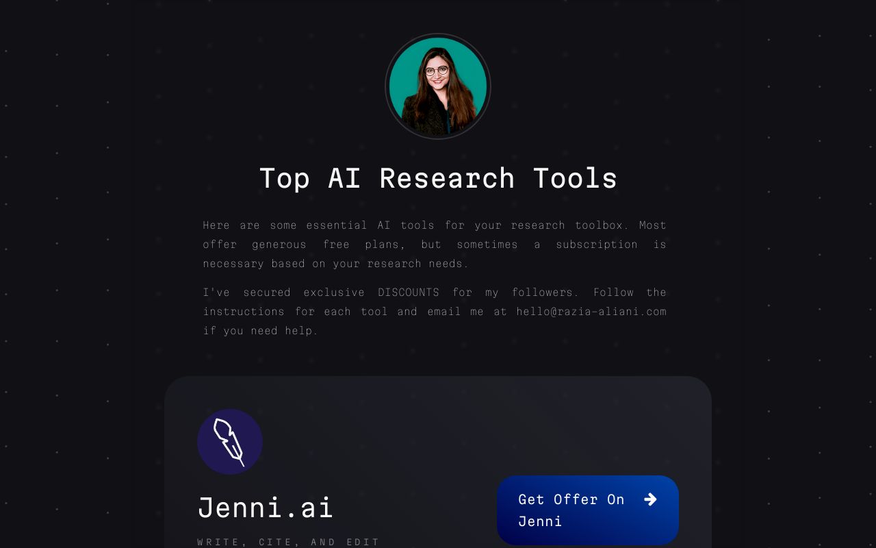 AI Research Tools Recommended by Razia Aliani